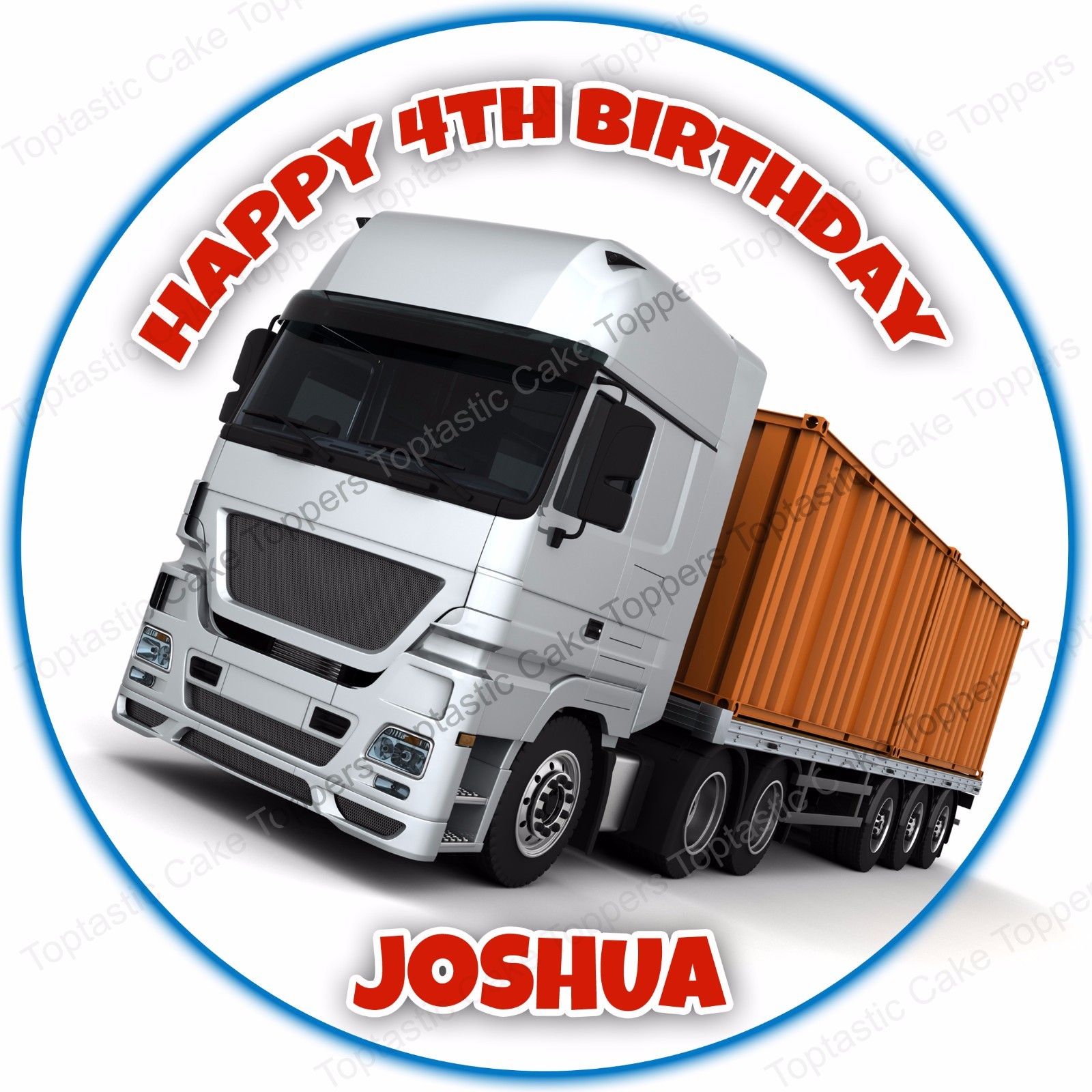 Personalised HGV Truck Container Lorry Edible Icing Birthday Party Cake ...