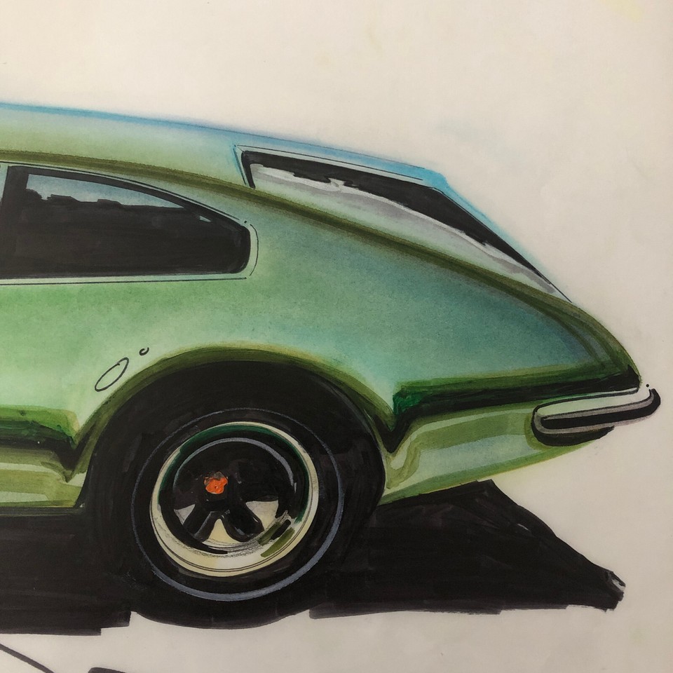 Styling Concept Car Illustration Art Drawing Sketch Vintage Original ...