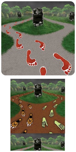 16 HALLOWEEN FOOTPRINTS BLOODY/SKELETON/WEREWOLF Floor Decoration | eBay