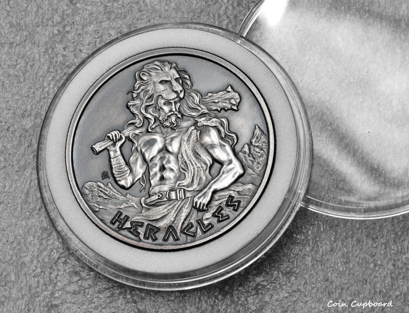HERACLES - (Hercules) of Greek Mythology - 1 oz .999 silver antiqued w ...