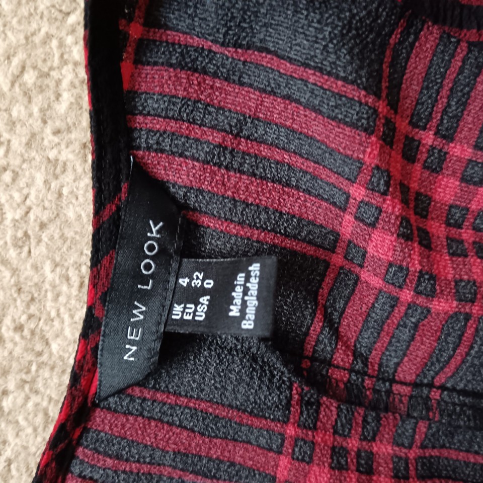 Shirt Dress Women's Size UK4 EU32 Black & Red Long Sleeve Button Up ...