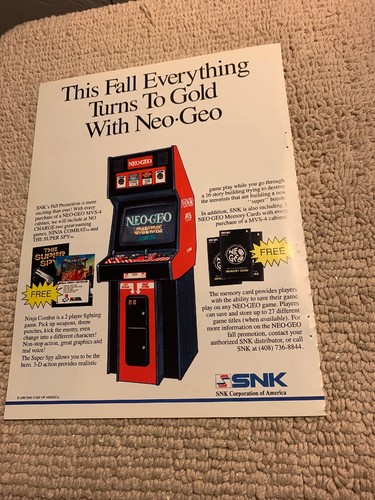 mvs 4 slot 11- 8 1/4” Neo Geo Super Spy Ninja Combat Snk arcade game AD ...