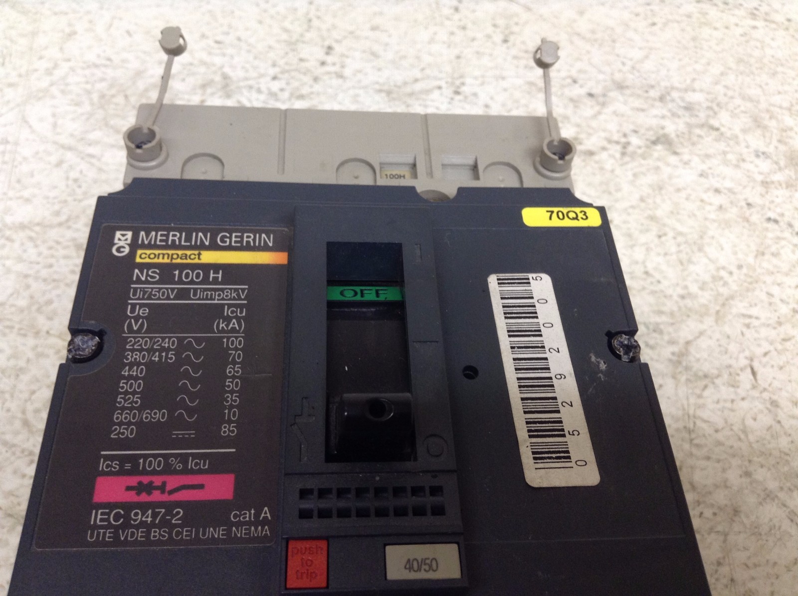 Merlin Gerin Square D NS100H NS 100 H 50 Amp 3 P Circuit Breaker TM50D ...