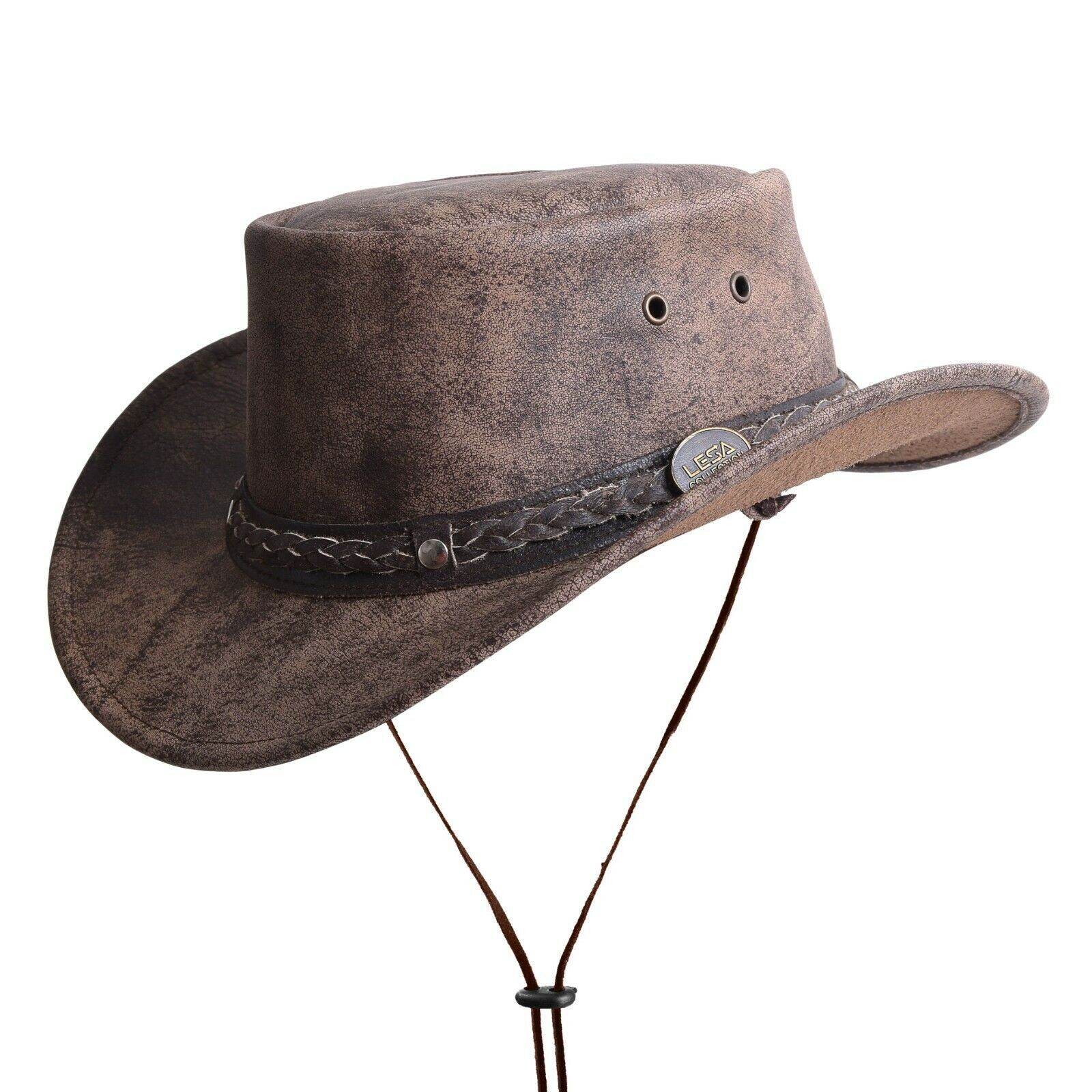 Australian Style Brow Leather Distressed Crushable Foldable Outback ...
