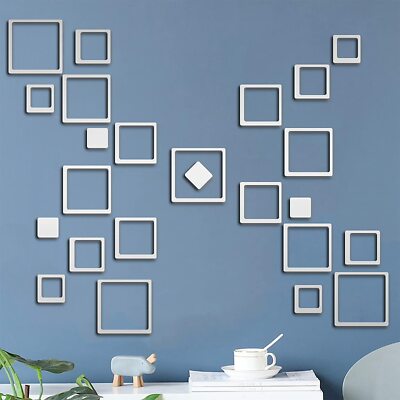 24pcs Mirror Wall Stickers, Mirror Stickers,Square Mirror Stickers ...