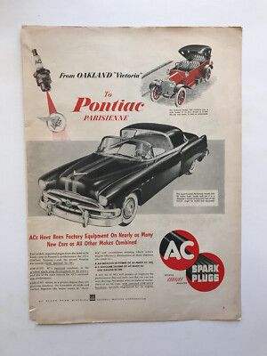 1953 AC Spark Plugs, Klix Dog Candy Vintage Print Ads Pontiac ...