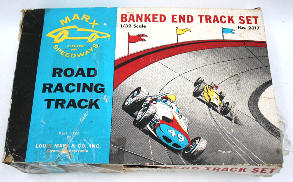 Vtg 1960s Marx Toys NY New York USA Made 1/32 Slot Car Race Set Track ...