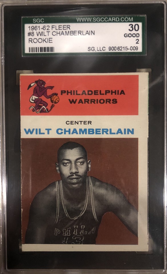 1961 WILT CHAMBERLAIN FLEER ROOKIE CARD #8 HOF 76ERS/LAKERS ICONIC RC ...