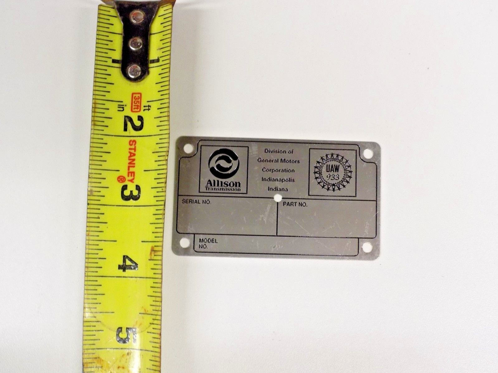 NOS Allison Transmission Part ID Tag Serial Part Model Number BLANK | eBay