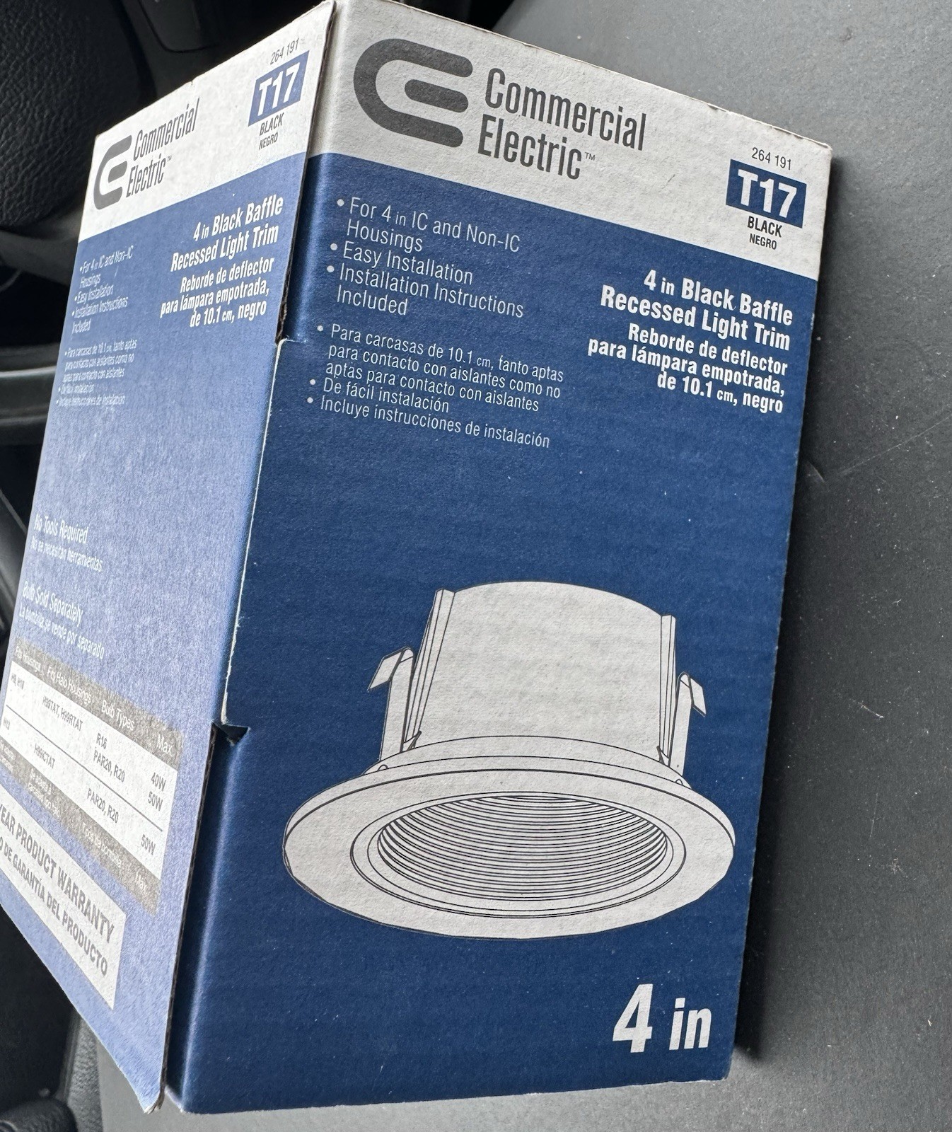 Commercial Electric 4 Inch CE Black Baffle Trim (T17) | eBay