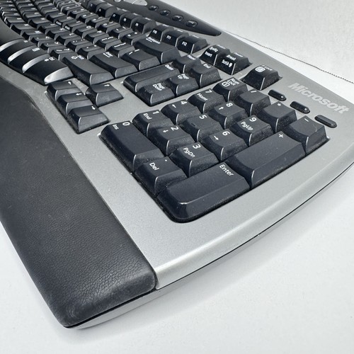 Microsoft Wireless Keyboard 4000 Model 1027 Black Silver Ergonomic NO ...