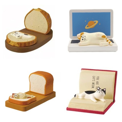 Cute Toast Bread Cats Resins Figurine Phone Holder Novelty Cats Desk ...