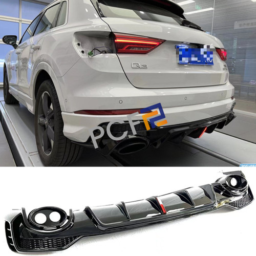For 19-24 Audi Q3 SUV Upgrade RSQ3 Gloss Black Rear Bumper Diffuser Lip ...