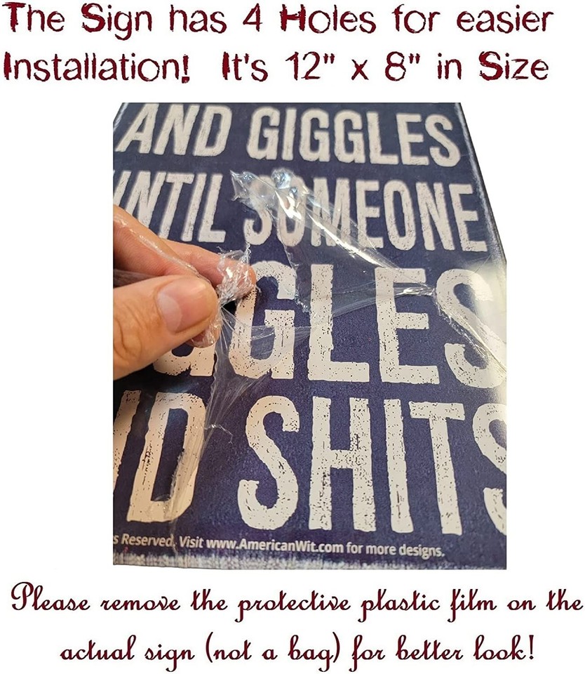AMERICAN WIT 8" x 12" Tin Sign(It's All S***s And Giggles Until Someone ...
