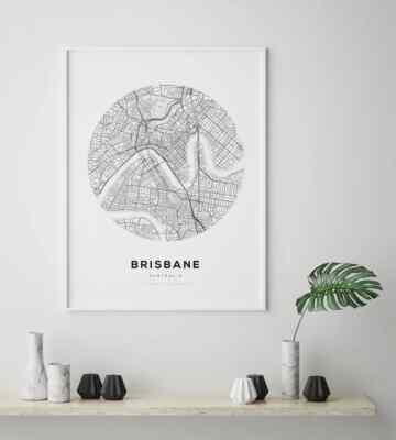 Brisbane Map Poster, Brisbane, Australia, Map Print Art poster Choose ...