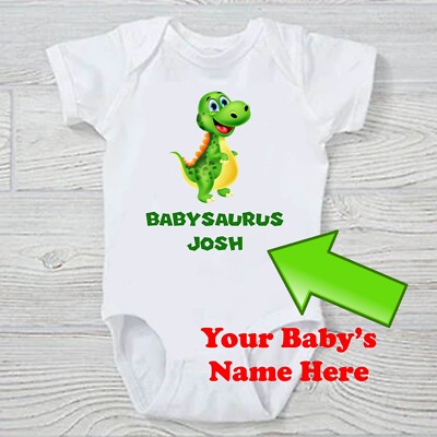 BabySaurus Custom Printed with your baby's name Funny Baby Onesie FREE ...