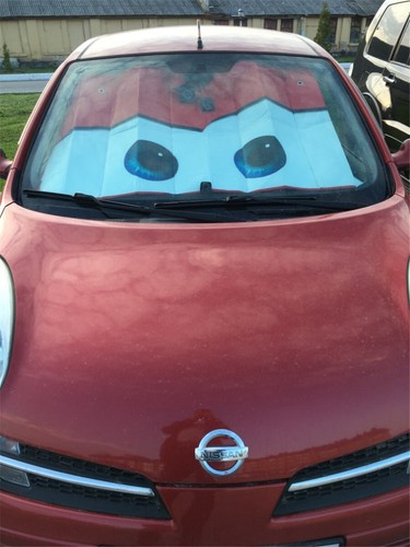 Aluminium Foil Cartoon Car Red Front Windshield Sun Shade Big Eyes ...