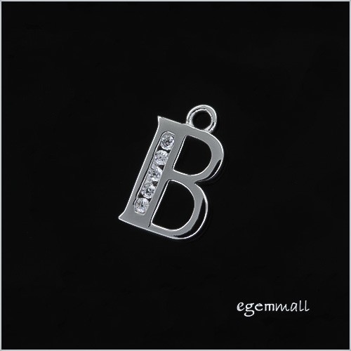 Fine Sterling Silver CZ Crystal Initial Letter A - Z Dangle Charm Bead ...