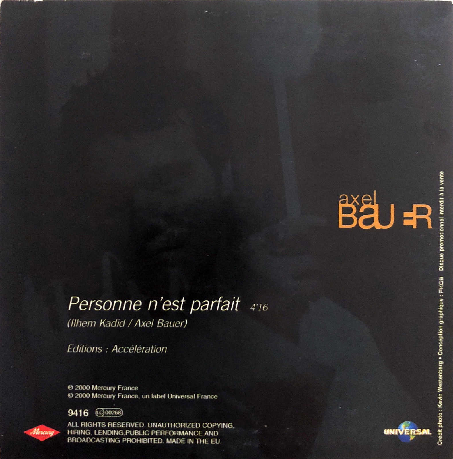 Axel Bauer CD Single Personne N'Est Parfait - Promo - France (EX/EX+ ...