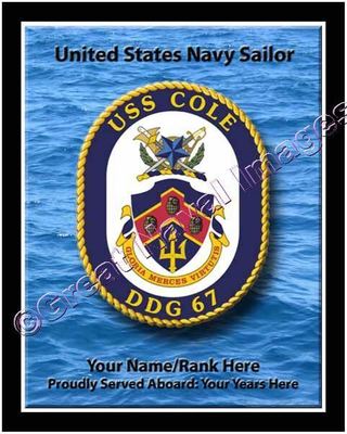 USS Cole DDG 67 Personalized Ship Crest Print on Canvas 2D Effect | eBay