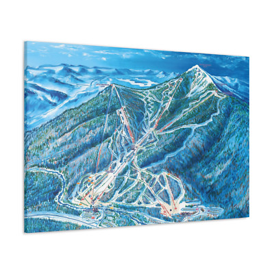 Whiteface Mountain NY Trail Map Canvas Poster New York Ski Resort 48x32 ...