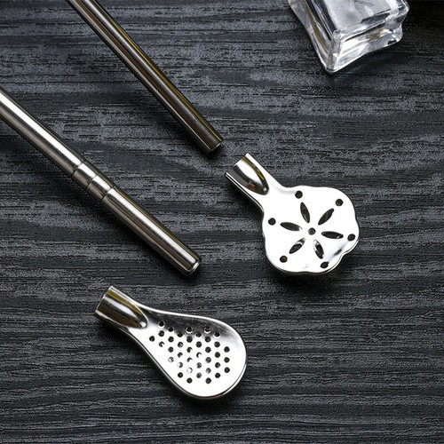 Stainless Steel Long Handle Straw Spoon Portable Petal Tea Scoop ...