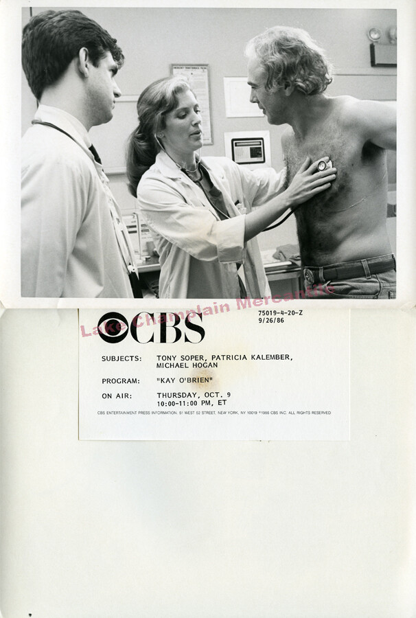 Kay O'Brien Press Photo 7X9 PATRICIA KALEMBER Michael Hogan TONY SOPER ...