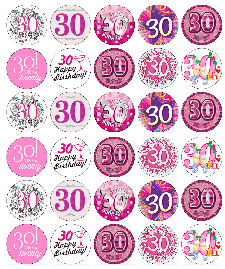 30th Birthday Cupcake Toppers