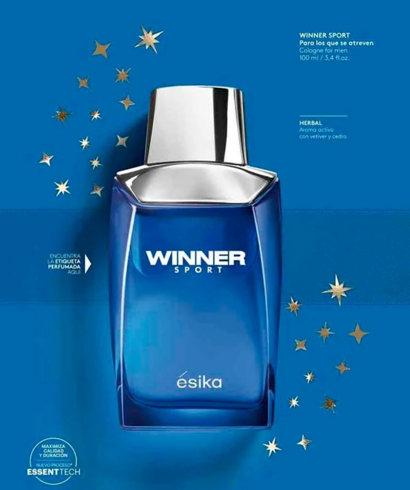 Men Cologne WINNER SPORT by Esika Herbal Aromatic Sage & Cedar 3.4 fl ...