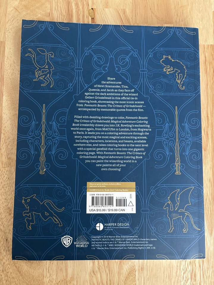 Fantastic Beasts Crimes of Grindelwald Coloring Book wizarding world HP ...