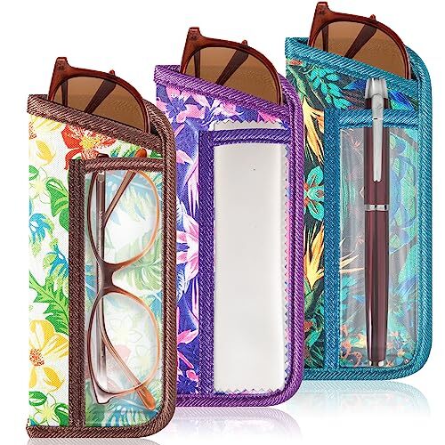3 Pack Portable Glasses Pouch Eyeglasses Sleeve Sunglasses Case with ...