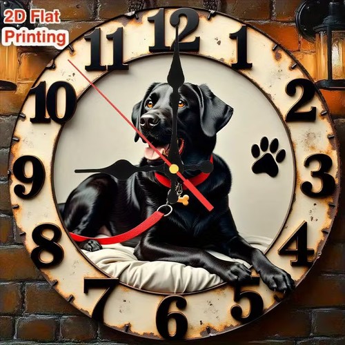 Labrador Retriever Dog Wall Clock Wood Frame Quartz Movement Large Easy ...