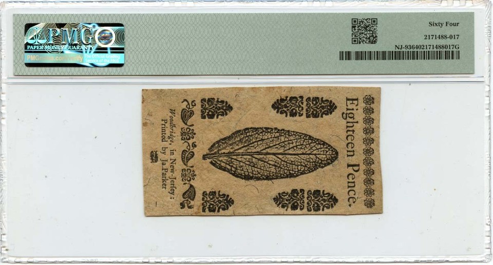 1756 June 22, 18 Pence New Jersey Colonial Note FR#NJ-93 PMG CU64 | eBay