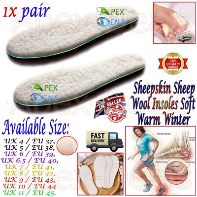 Wool Sheepskin Insoles Thick Fluffy Inner Soles Shoes Boots Inserts ...