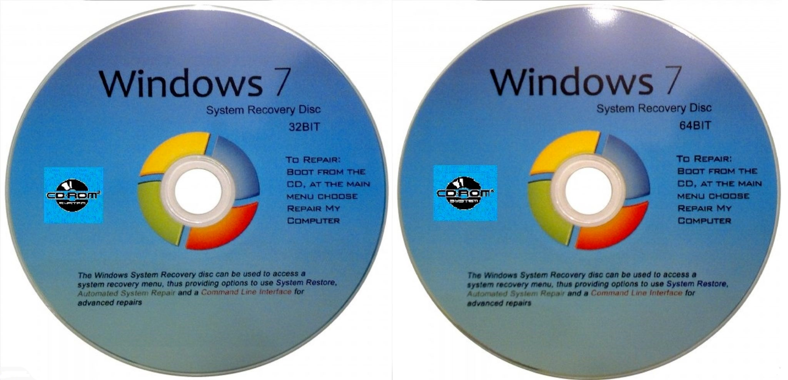 System Recovery Software FOR Win 7 32 & 64 Bit Disc's - 2023 x 2 -NEW ...