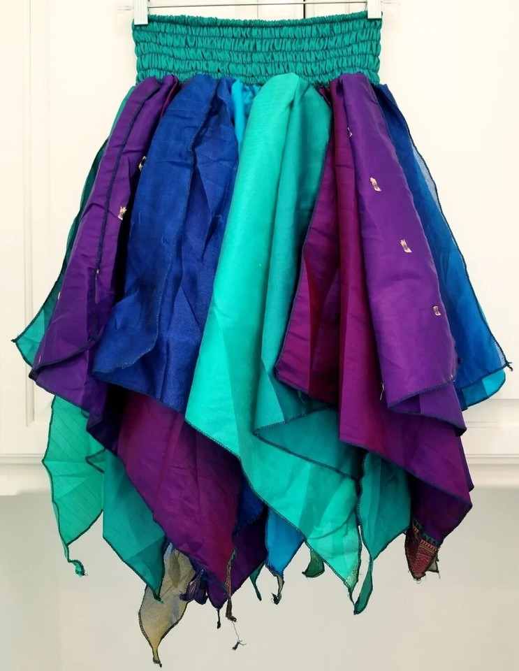 ~tav~ LOT of 5 ~ Silk Gypsy Fairy Elf Peasant Asymmetric Boho Hanky ...