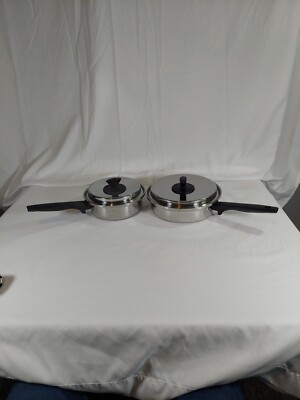 4pc Prudential Ware 7 Inch & 8 3/4 Inch Tri Clad Stainless Pans W/Lids ...