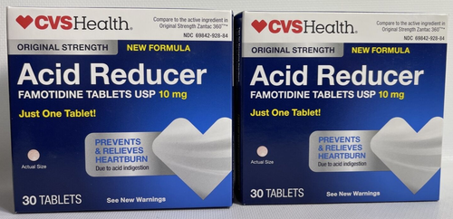 2X CVS Health Original Strength Acid Reducer Famotidine Tablets 10mg 30 ...