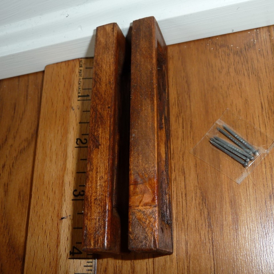 2 Wood Pulley Dust Covers With Nails - Antique OG Clock Part Wooden | eBay