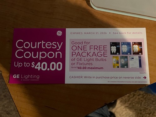 GE Lighting Courtesy Coupon $40.00 (EXP. Date 3/31/2026) | eBay