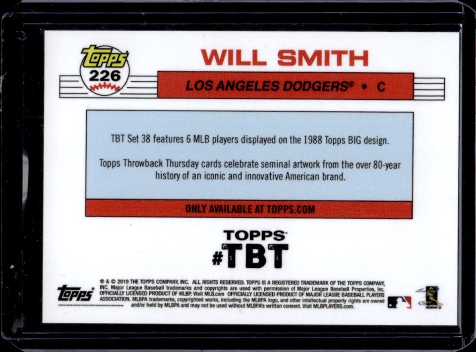 2019 Topps Throwback Thursday Will Smith RC Rookie #226 Dodgers | eBay