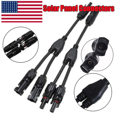 Solar Connector Photovoltaic Panel Adaptor Y branch Plug 1Y2 Parallel ...