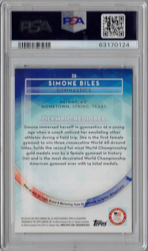2016 Topps US Olympics 38 Simone Biles Team USA Gymnastics Rookie Card ...