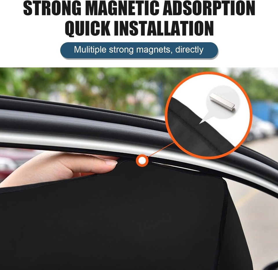 4PCS Magnetic Car Window Sun Shade Cover Curtain Front Rear Shield UV ...