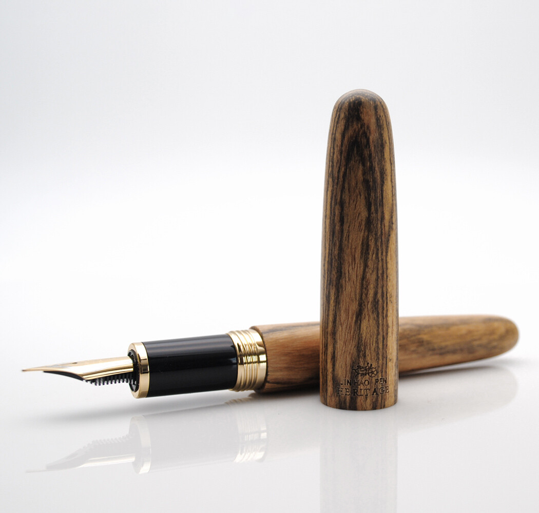 Jinhao 9056 Natural Wood Fountain Pen Handmade M/F Nib Ink Pen With A Converter | eBay