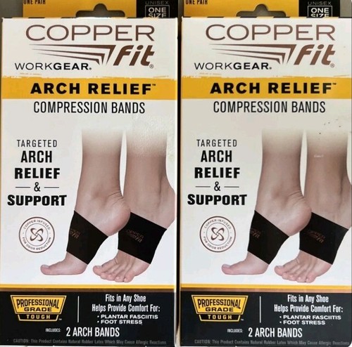 2xCopper Fit Arch Relief Compression Bands, Professional Grade Plantar ...