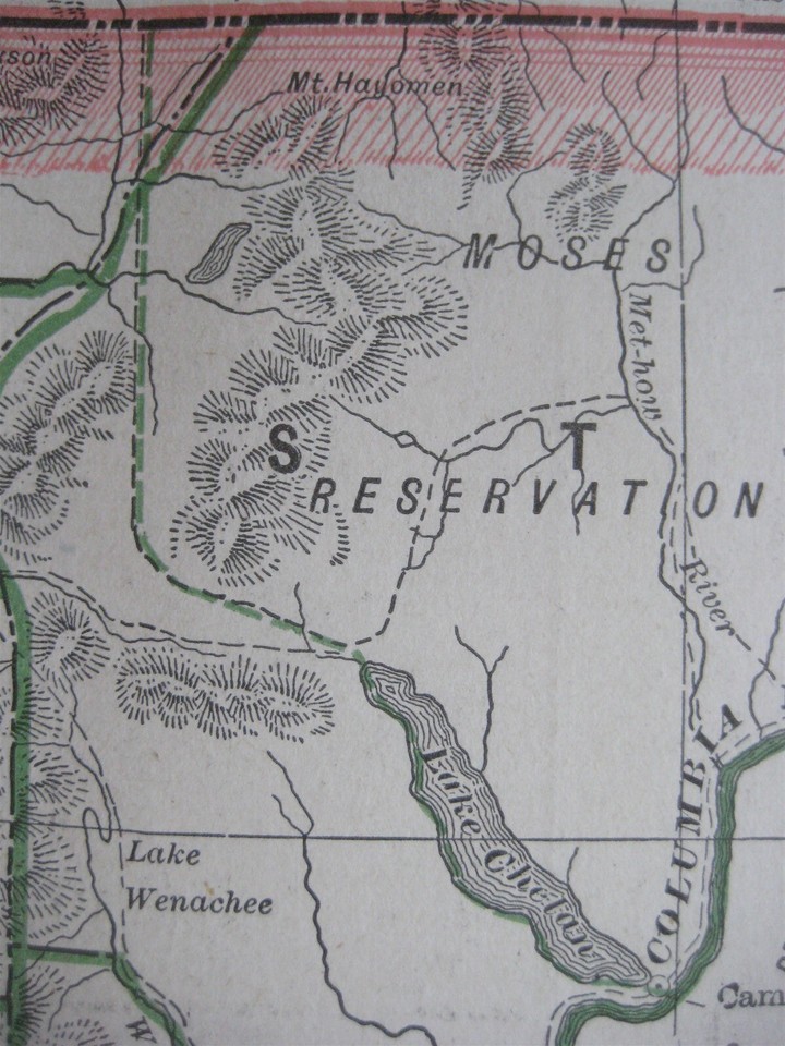 Original 1884 Map WASHINGTON TERRITORY Moses Reservation Olympia ...