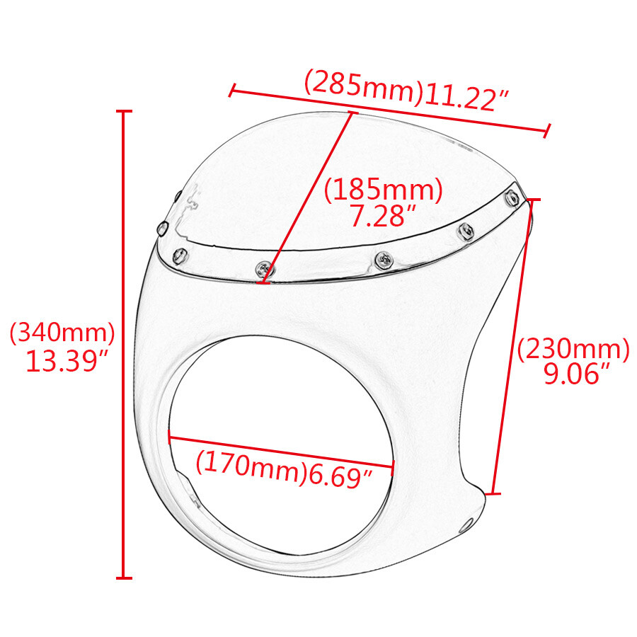 Universal Black Cafe Racer 7" Round Headlight Fairing Windshield Screen ...