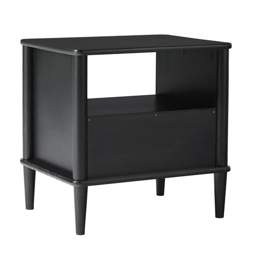 Pemberly Row Modern 20" Spindle Leg Solid Wood Nightstand in Black | eBay