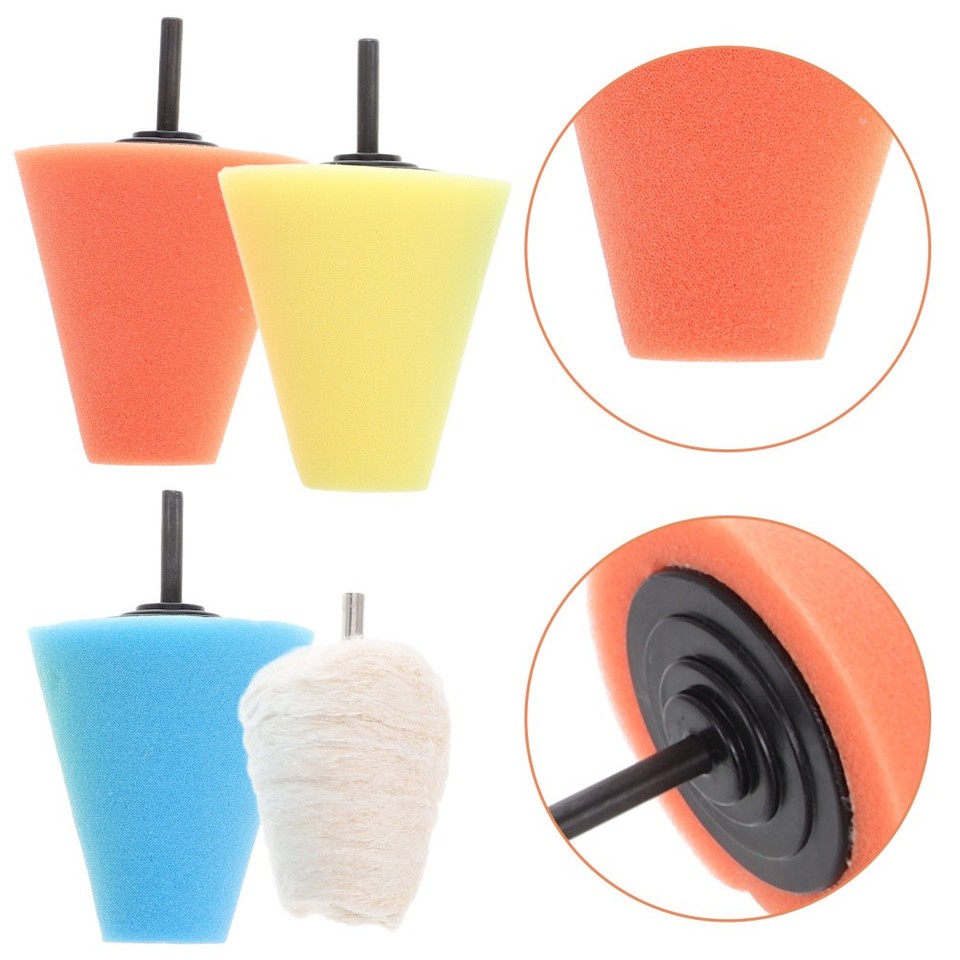 4Pcs Car Cleaning Buffing Pads Polishing Cone Wheel Hub Tools for Drill ...